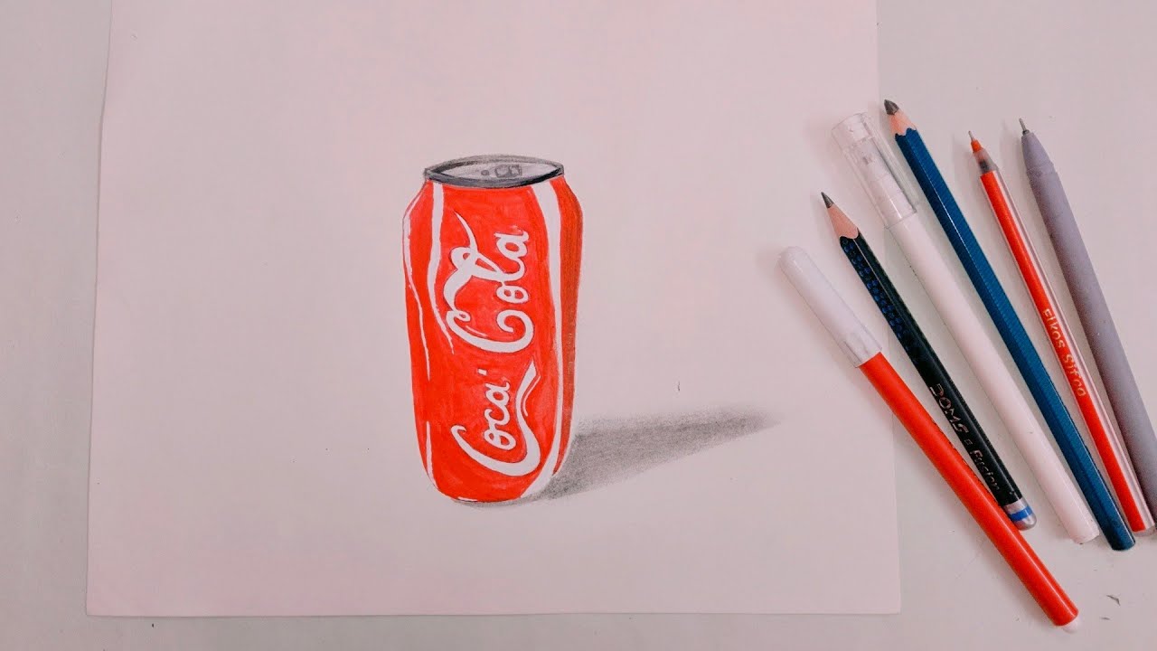 Coco Cola 3D Drawing Easy || 3d Art Coca Cola Can Drawing || How To ...