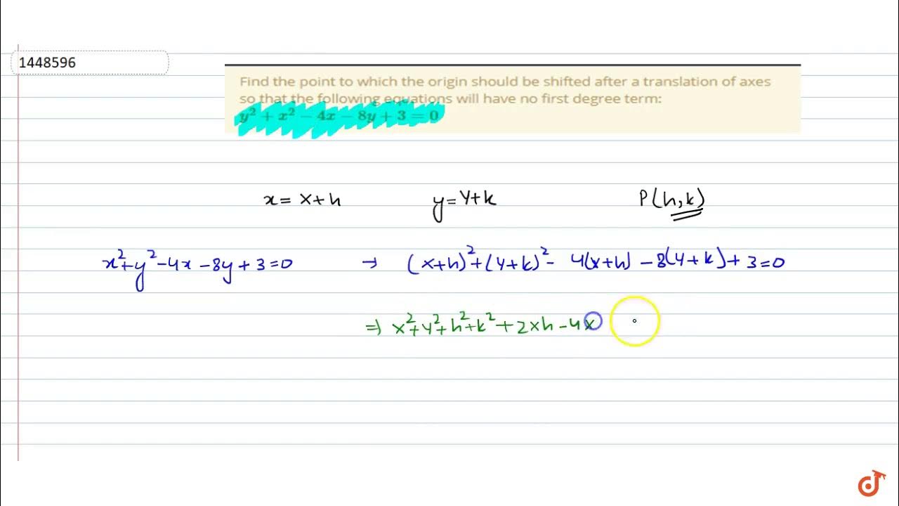 "Find the point to which the origin should be shifted after a ...