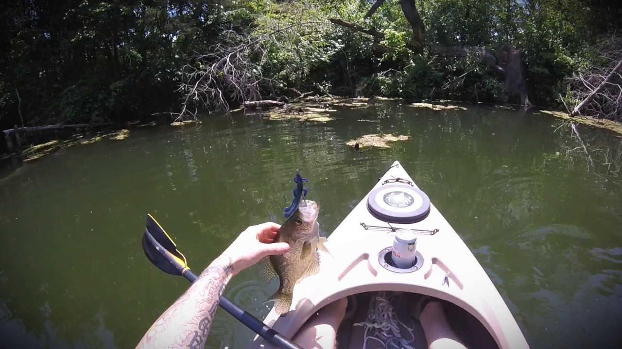 Kayak Fishing- Bass and Crappie in the muddy May water - YouTube