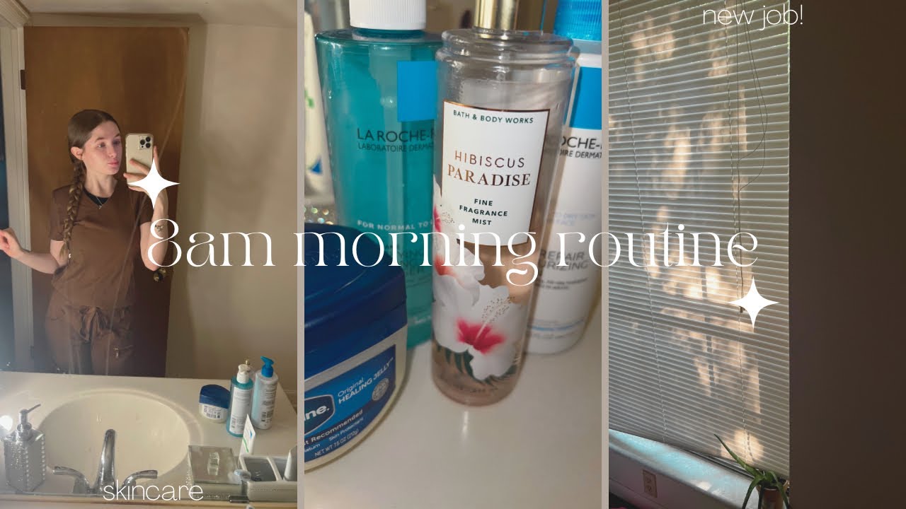 8am morning routine🌤️ | simple & realistic | skincare, grwm for new job ...