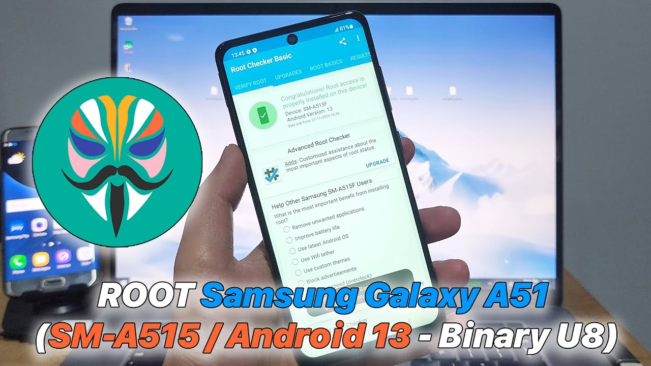 ROOT Samsung Galaxy A51 (SM-A515 / Android 13 - Binary U8) - YouTube