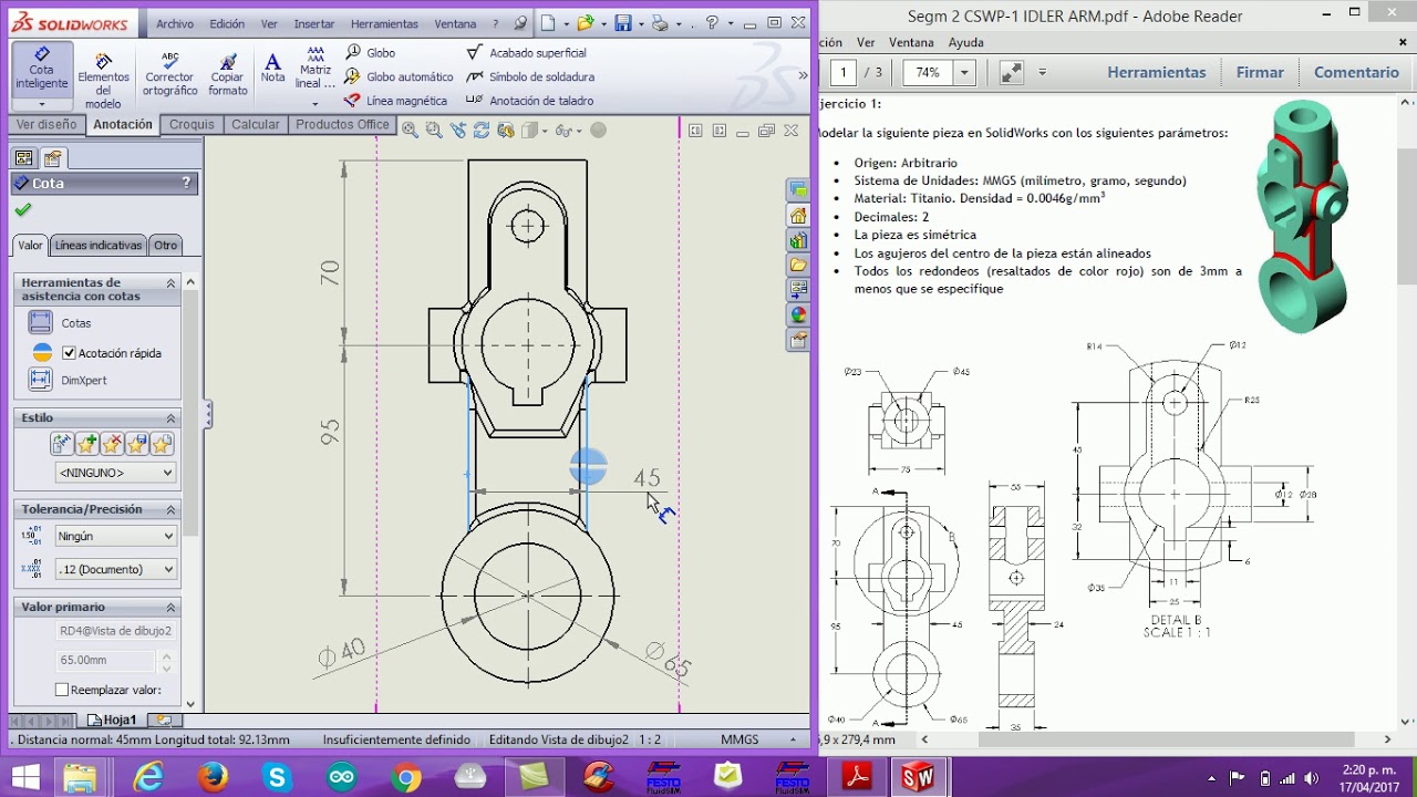 SOLIDWORKS PLANO BRAZO - YouTube