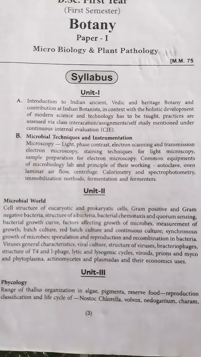 B.Sc (first year) fist semester Botany syllabus - YouTube