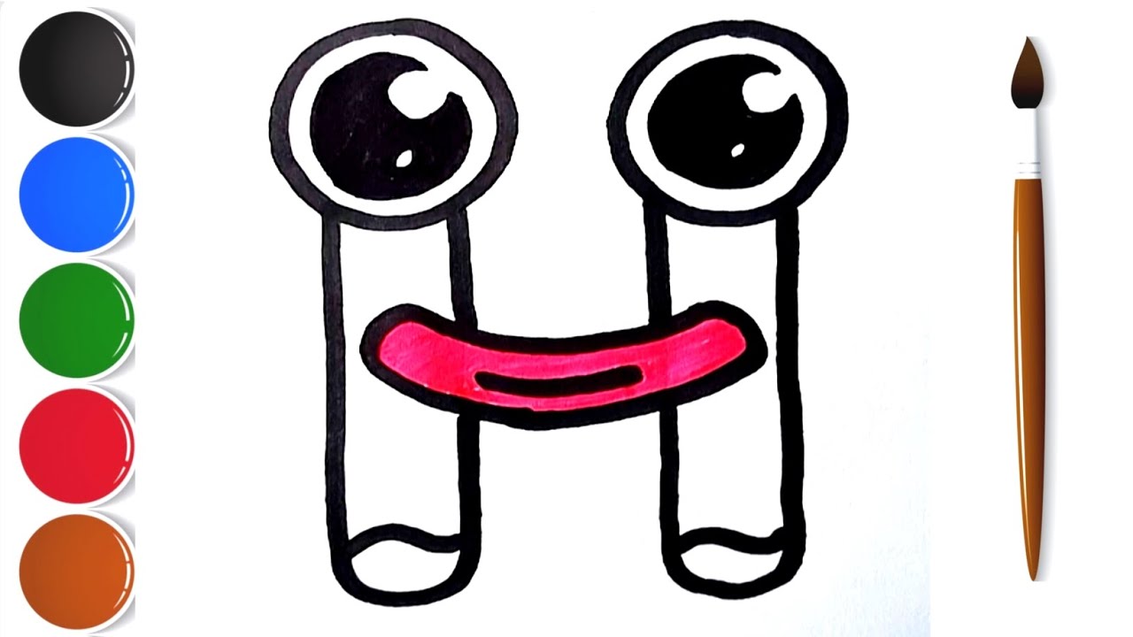 Lettrer H drawing | coloring | painting for kids & How to drawing and ...