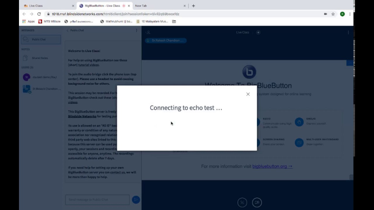 How to use Bigblue Button in MOODLE course as student - YouTube
