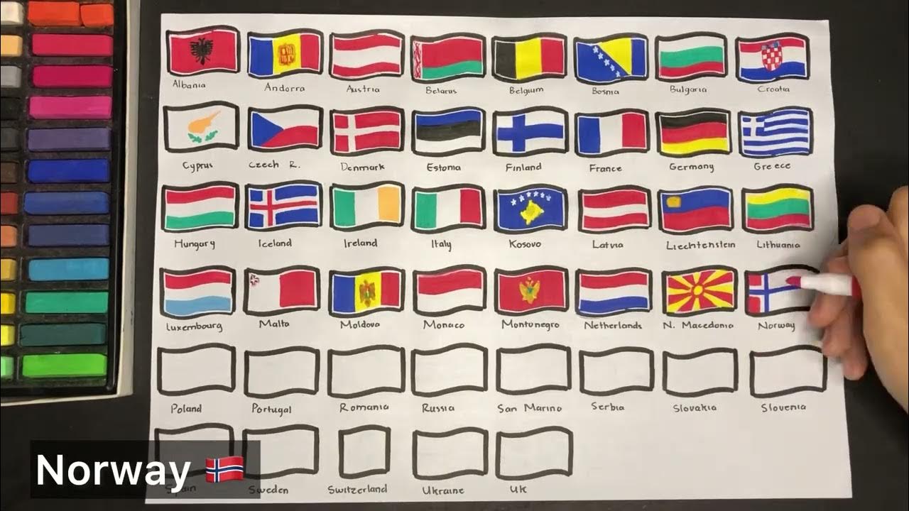 I draw all 45 European flags #europe #flag - YouTube
