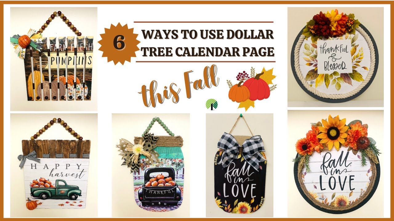 🍂6 WAYS TO USE DOLLAR TREE CALENDAR PAGE FOR FALL HOME DECOR DIY IDEAS🍂 ...