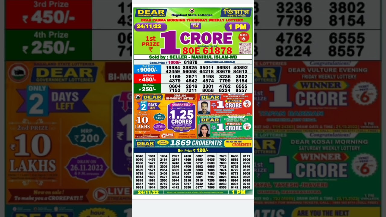 Dear Lottery Result 01 00 PM 24 11 2022 Today Subscribe Live Result Dear Lottery Result 01 00 PM 24 11 2022 Today Subscribe Live Result