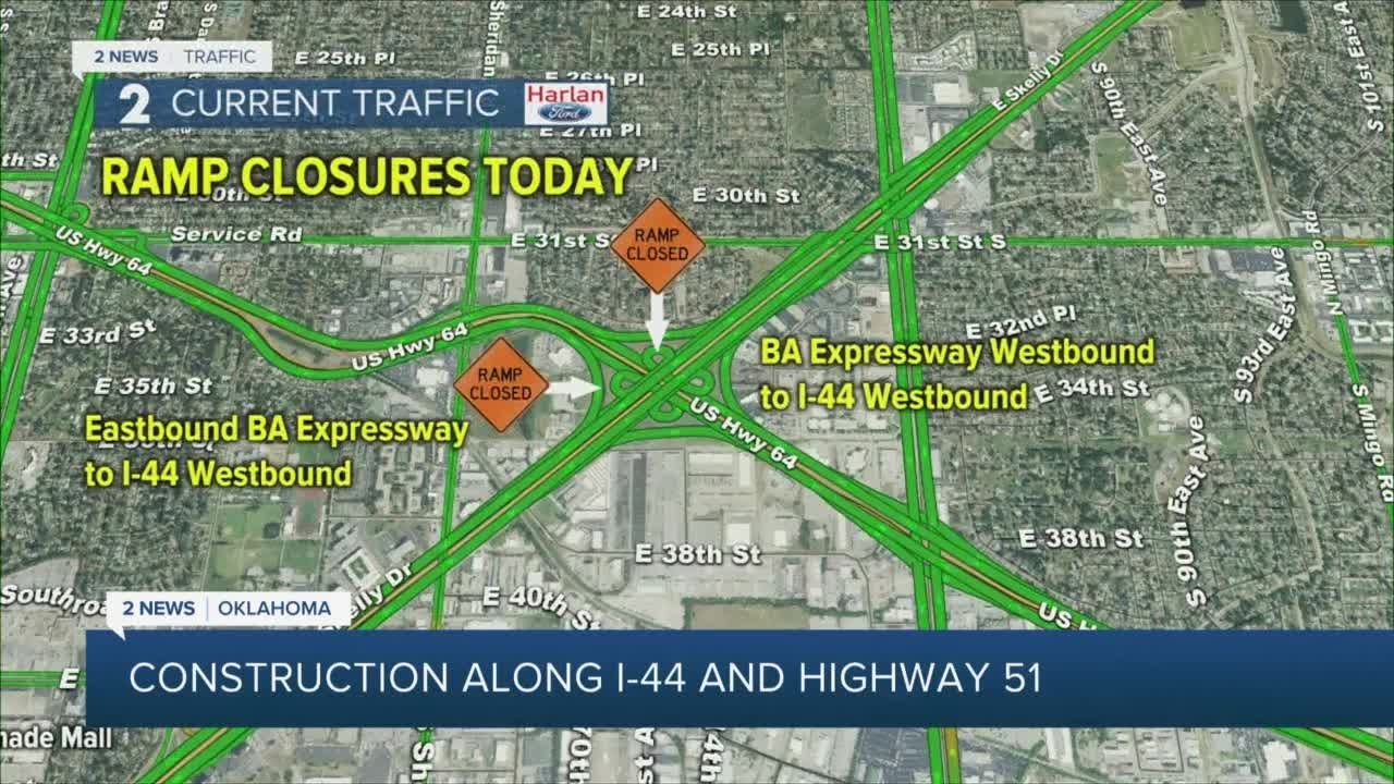 Construction along I-44 and Highway 51 closes on-ramps - YouTube