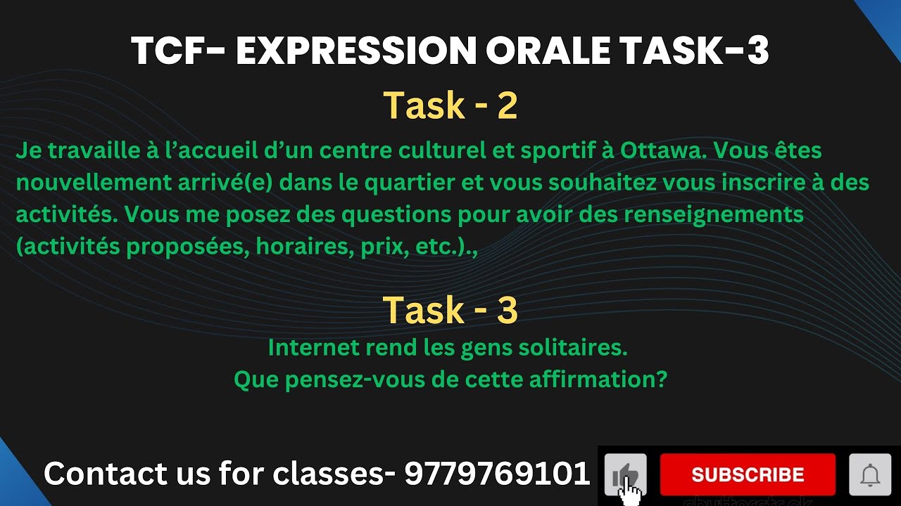 TCF CanadaQuebec expression orale task 1, task 2 #learnfrench #french # ...