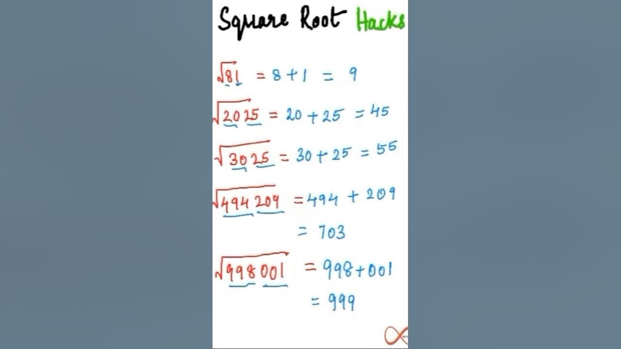Square Root Math Hack | Short trick for square roots #shorts #squareroot #youtubeshorts # ...