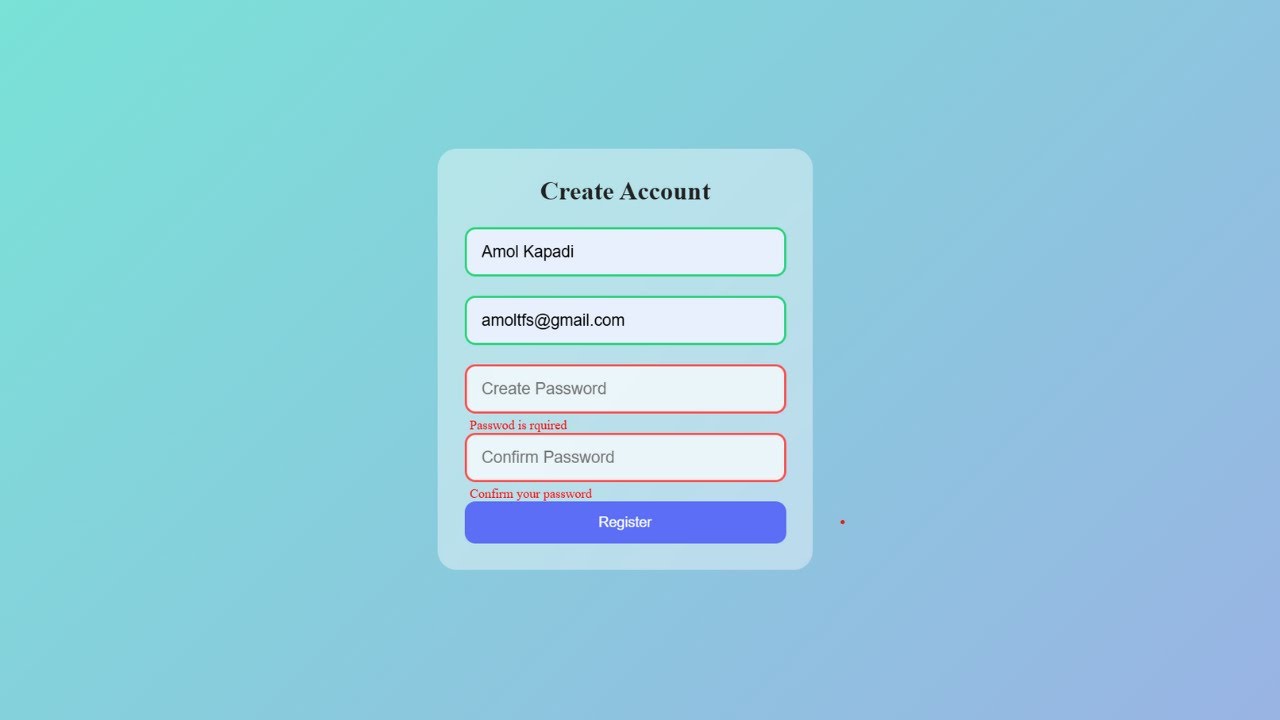 Form Validation Using JavaScript | Modern UI Form Validation Tutorial ...
