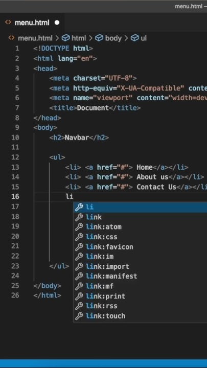 Basic Nav bar or Menubar in HTML and CSS #shorts - YouTube
