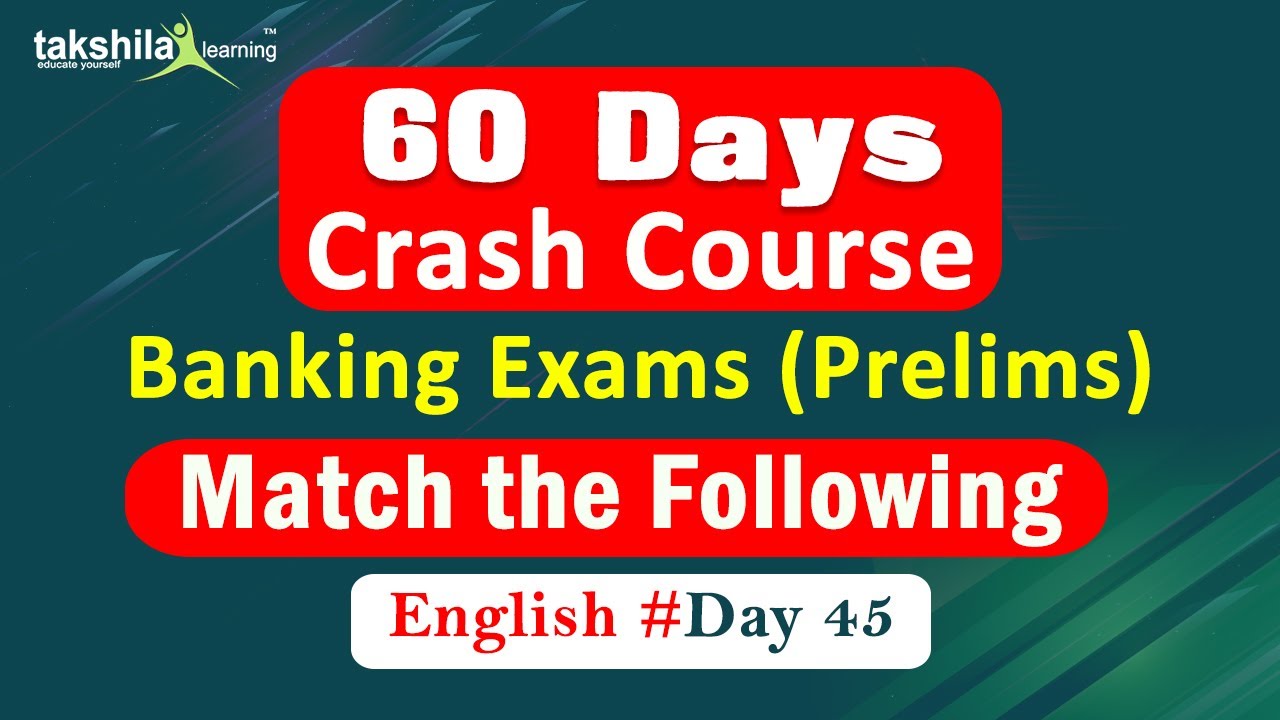 English for Banking Exams 2020 | Match the following | Banking Crash ...
