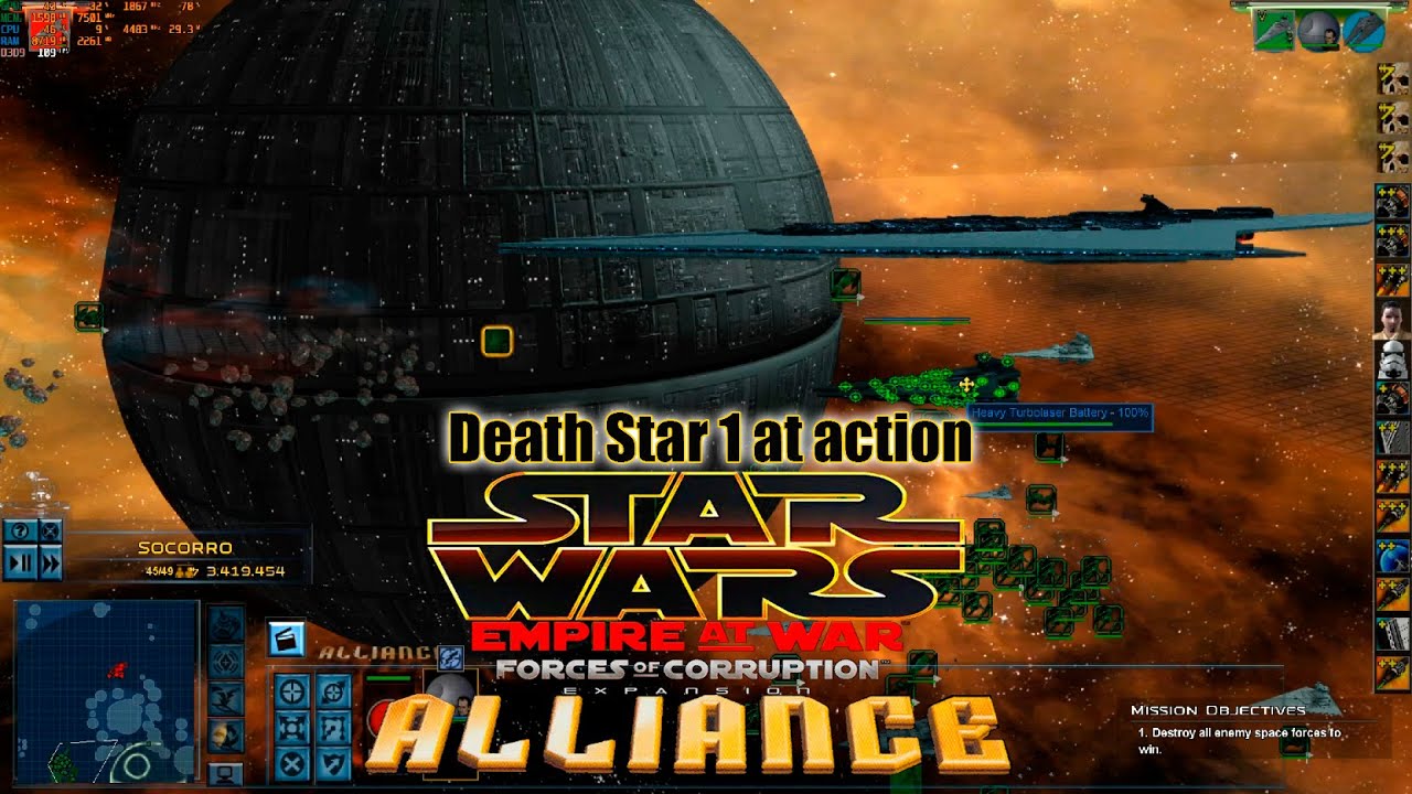 Death Star 1 at action - Star Wars Empire at War - YouTube