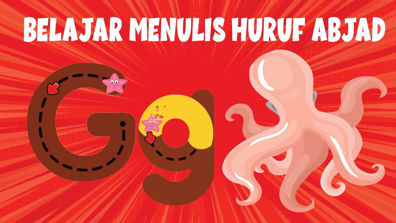 Belajar Menulis Huruf Abjad G untuk anak balita, TK, PAUD, RA | Gajah ...