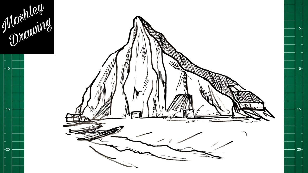 How to Draw The Rock of Gibraltar - YouTube