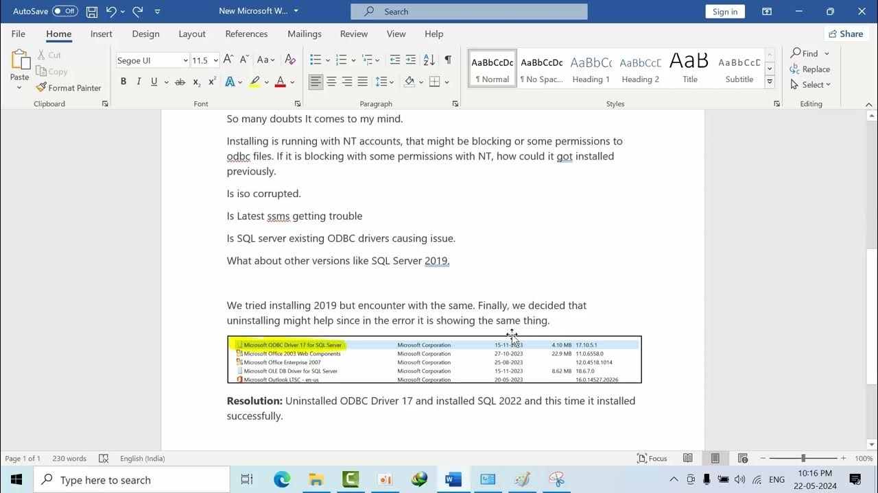 An installation package for the product Microsoft ODBC Driver 17 for ...