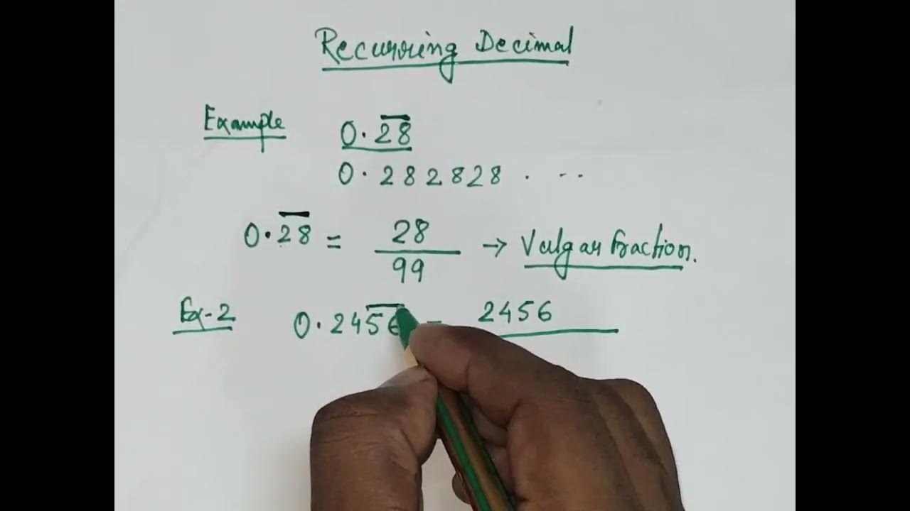 RECURRING DECIMAL TO VULGAR FRACTION - YouTube