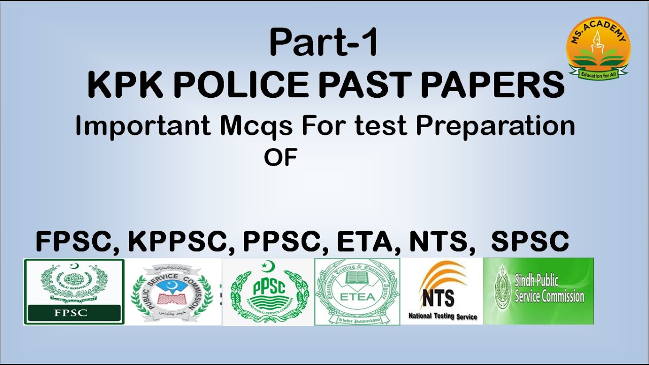 KP Police Written Test Mcqs / Important Mcqs For KP Police Test / KP ...