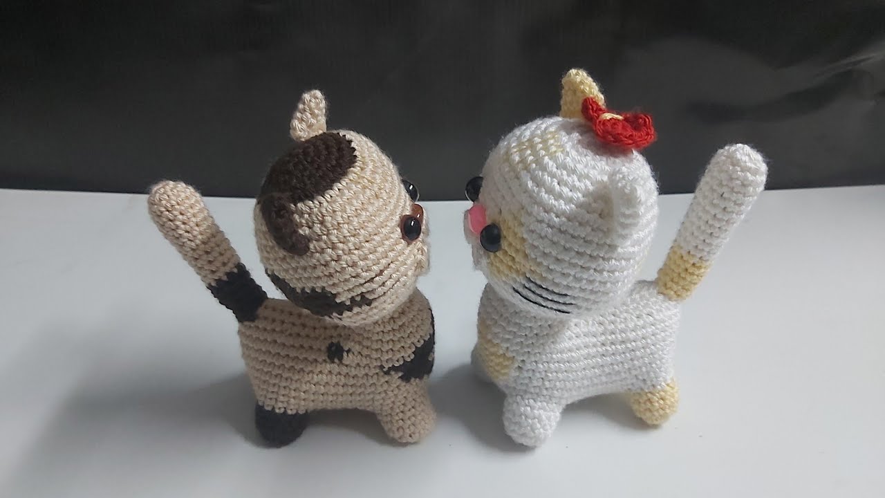 amigurumi kitty with movable head part 2 the legقطة أميجرومى برأس ...