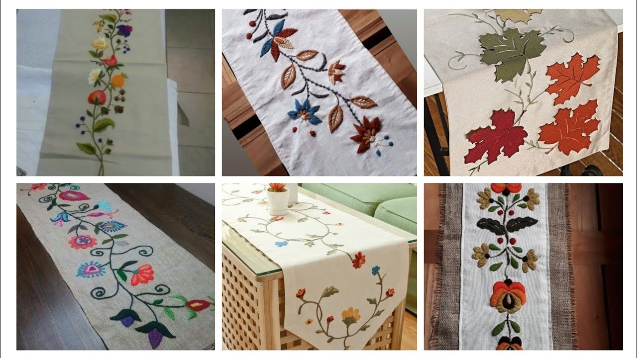 Modern Style Hand Embroidered Table Runners Designs Ideas - YouTube