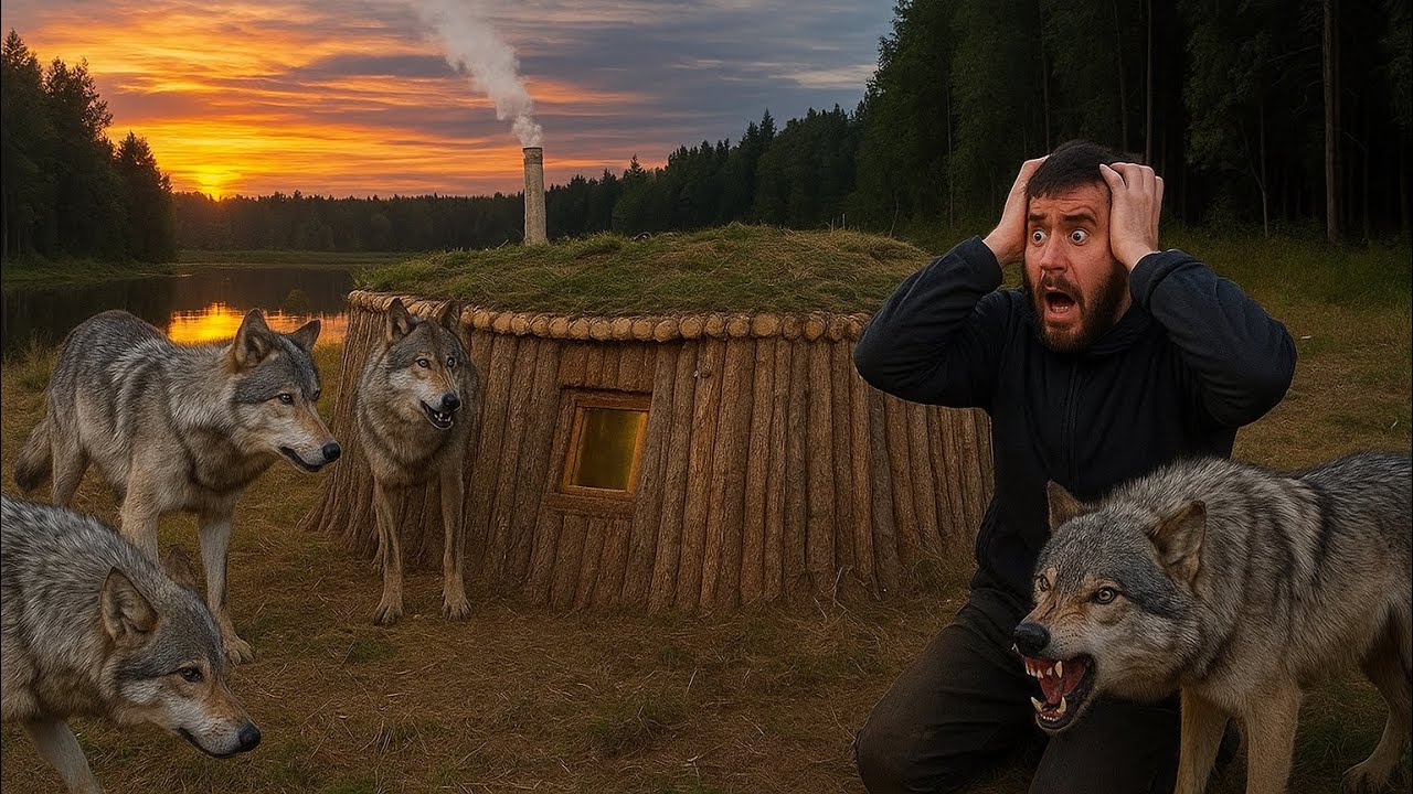 Build Shelter Inside Wild Wolf Den - YouTube