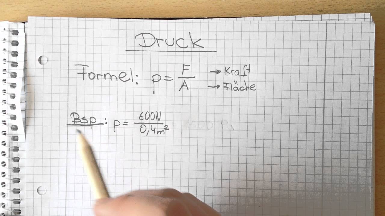 Physik Druck Berechnung Die Formel YouTube