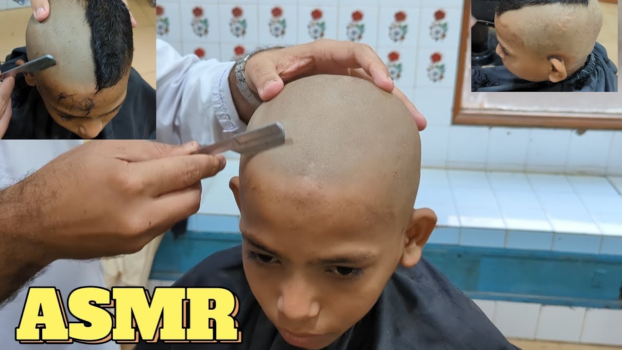 Attractive head shave clean straight razor transformation tutorial ...