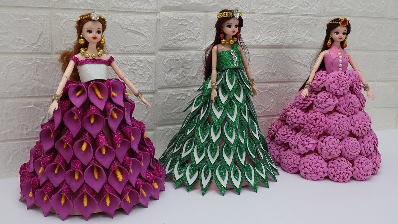 3 Beautiful foam sheet doll ideas | Easy Doll decoration ideas - YouTube