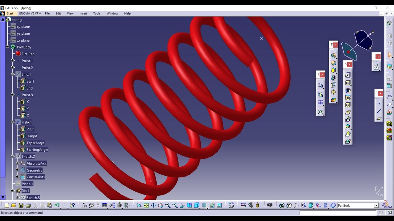 Cara Membuat Spring I Catia V5 I Basic Catia - YouTube