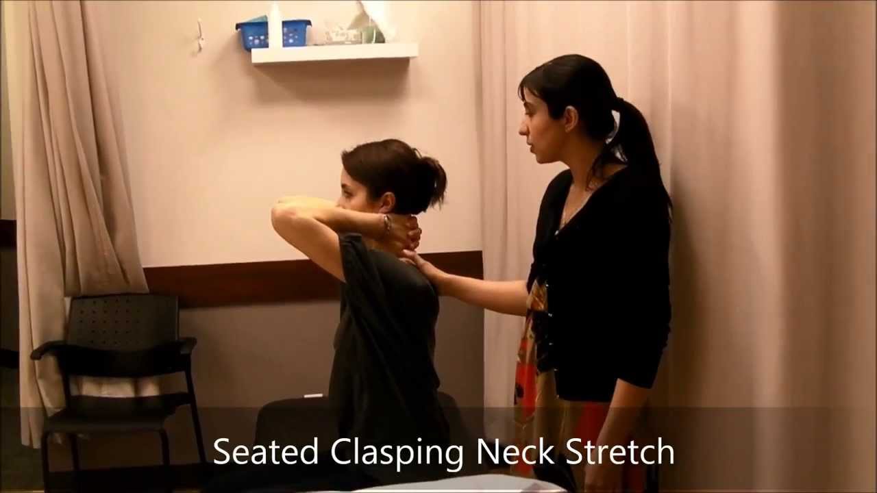 Seated Clasping Neck Extension Stretch - YouTube