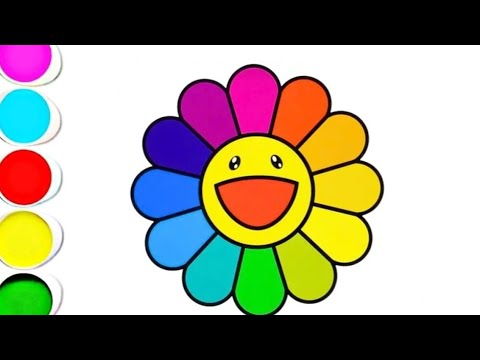How to draw a Rainbow flower / Rainbow flower drawing and coloring ...