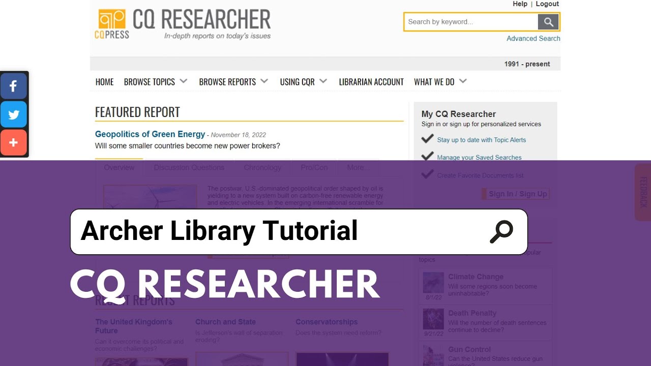 CQ Researcher • Database Overview - YouTube