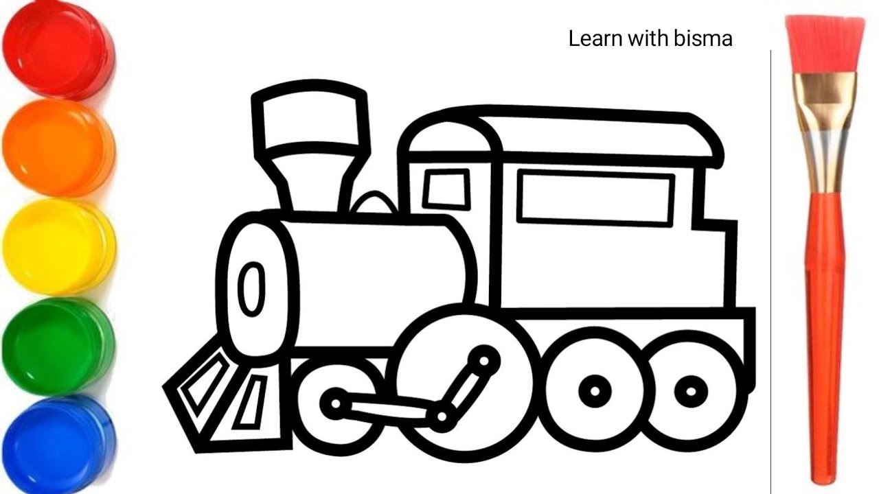 How to Draw Train drawing, Painting and Coloring for Kids & Toddlers ...