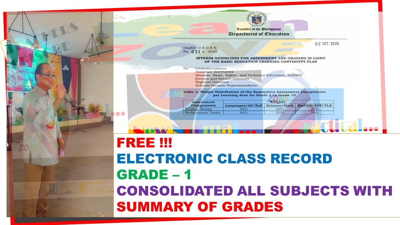 #Free!!! Consolidated Grade 1 Electronic Class Record. - YouTube