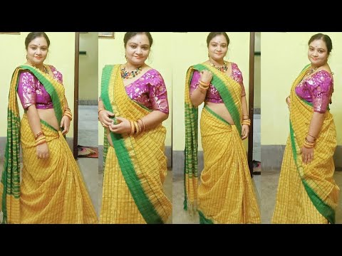 How To Drape Cotton Silk Saree I Easy Saree Draping I Ultra low waist ...