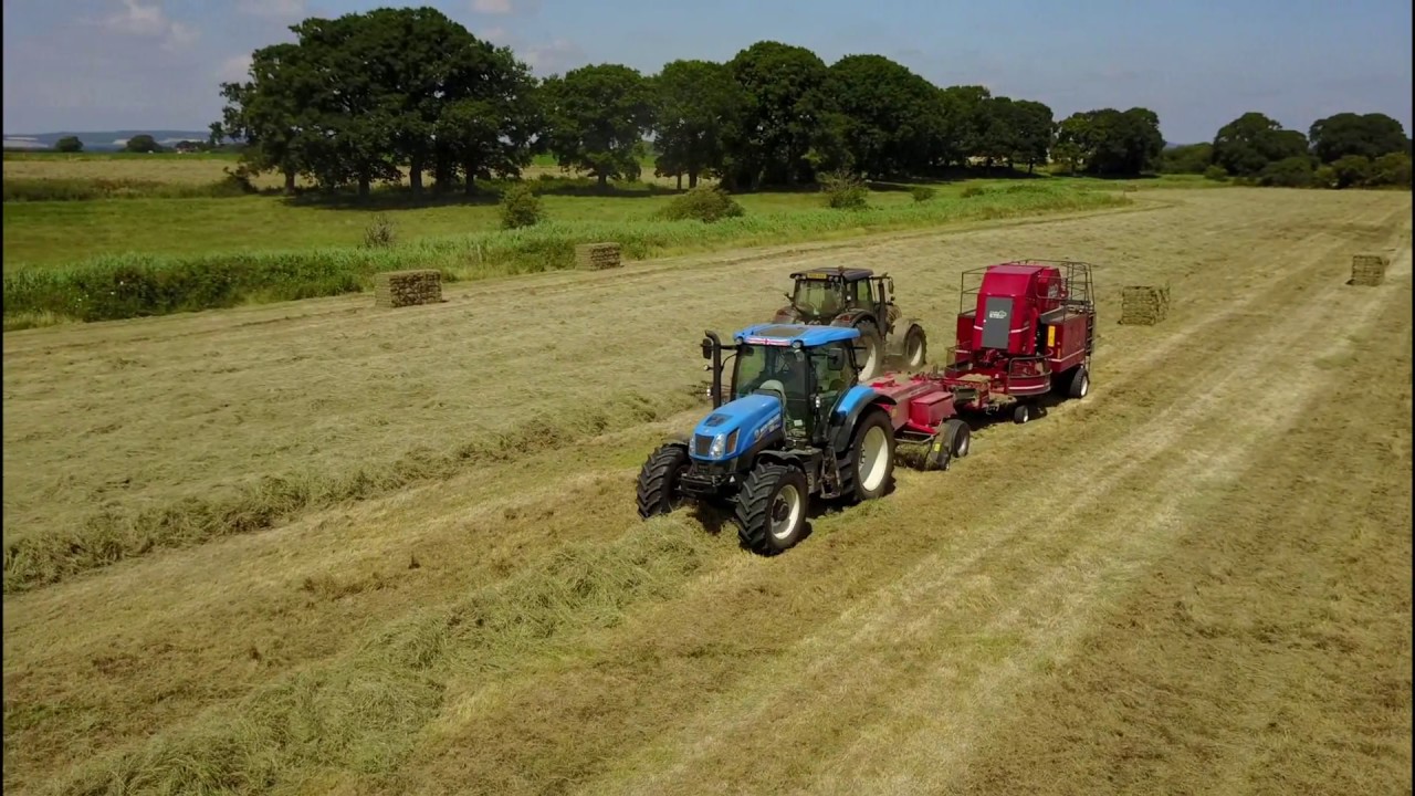 Bale Baron With Massey 1389 Baler + Raking With Valtra | Drone - YouTube