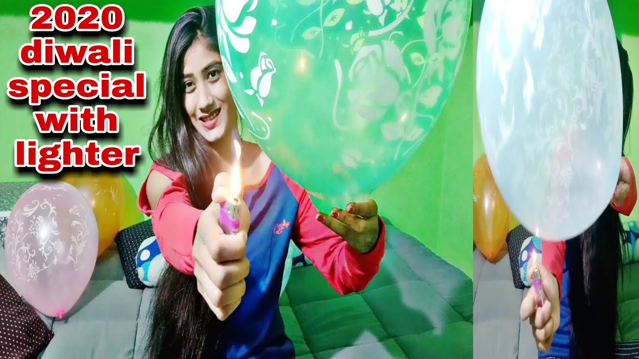 2020 Diwali special balloon blowing and popping with lighter 😍 ...
