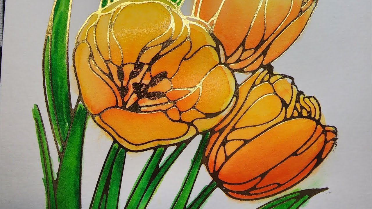 Watercoloring Wonderful Tulips Glimmer hot foiled images - YouTube