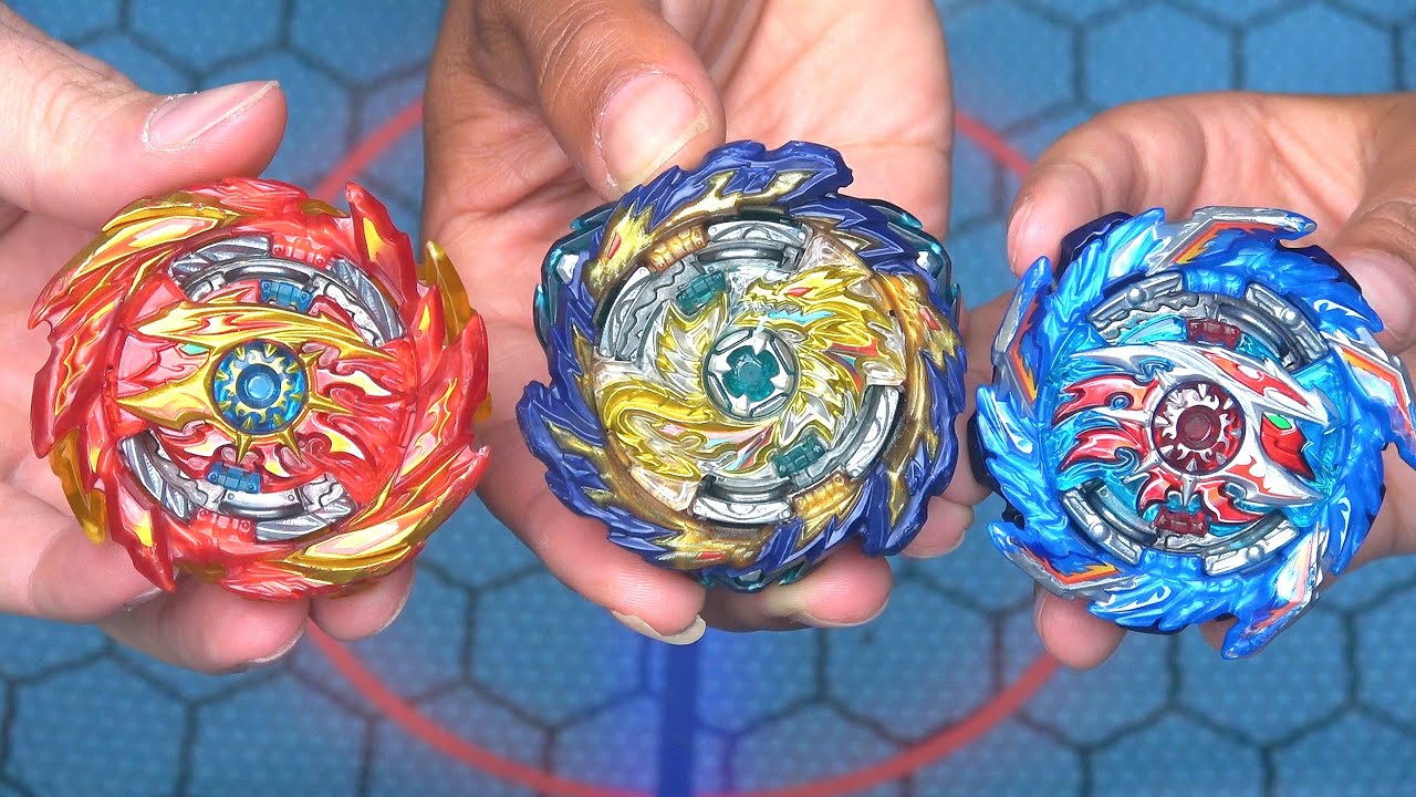MIRAGE FAFNIR vs SUPER HYPERION vs KING HELIOS | Beyblade Burst Super ...