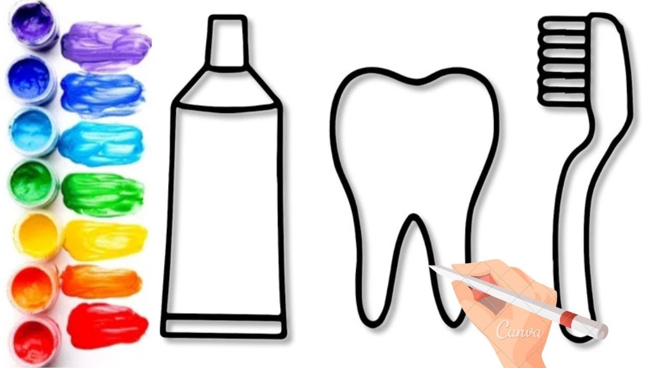 Dental Care Set Drawing, Coloring and Painting for Kids,Toddlers | easy ...