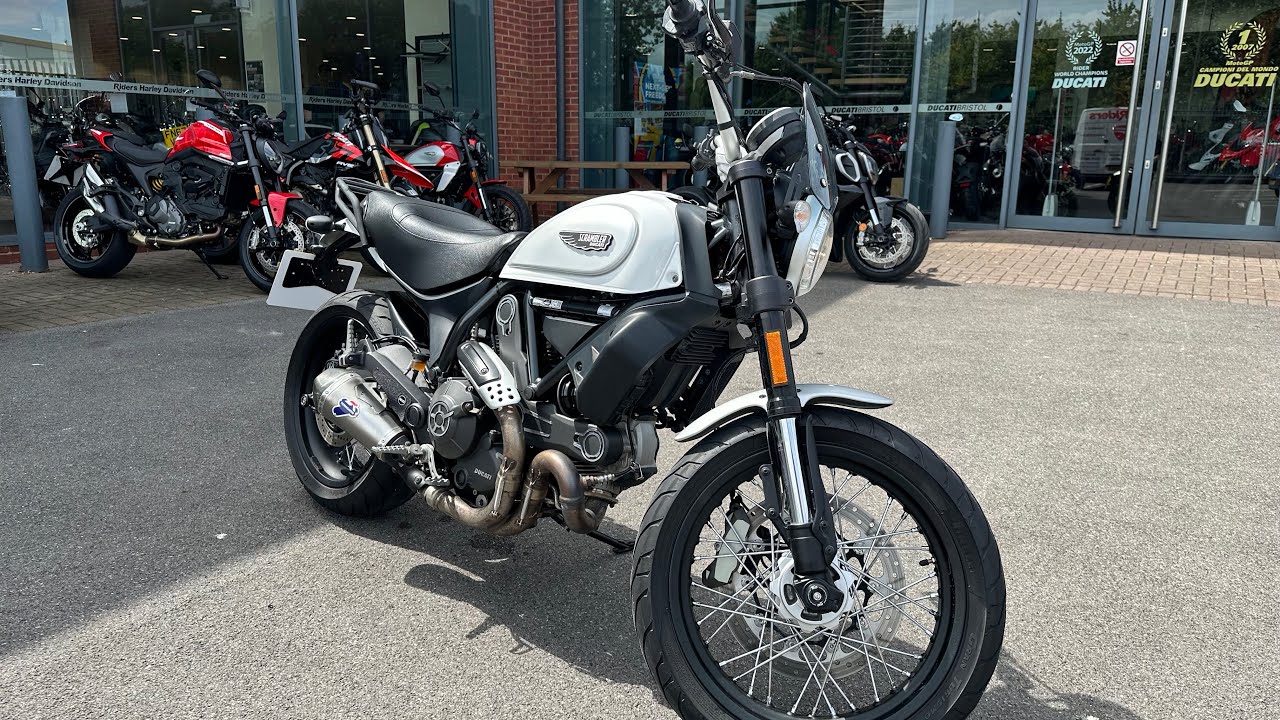 White Ducati Scrambler Classic (White) walkaround with engine sound for ...