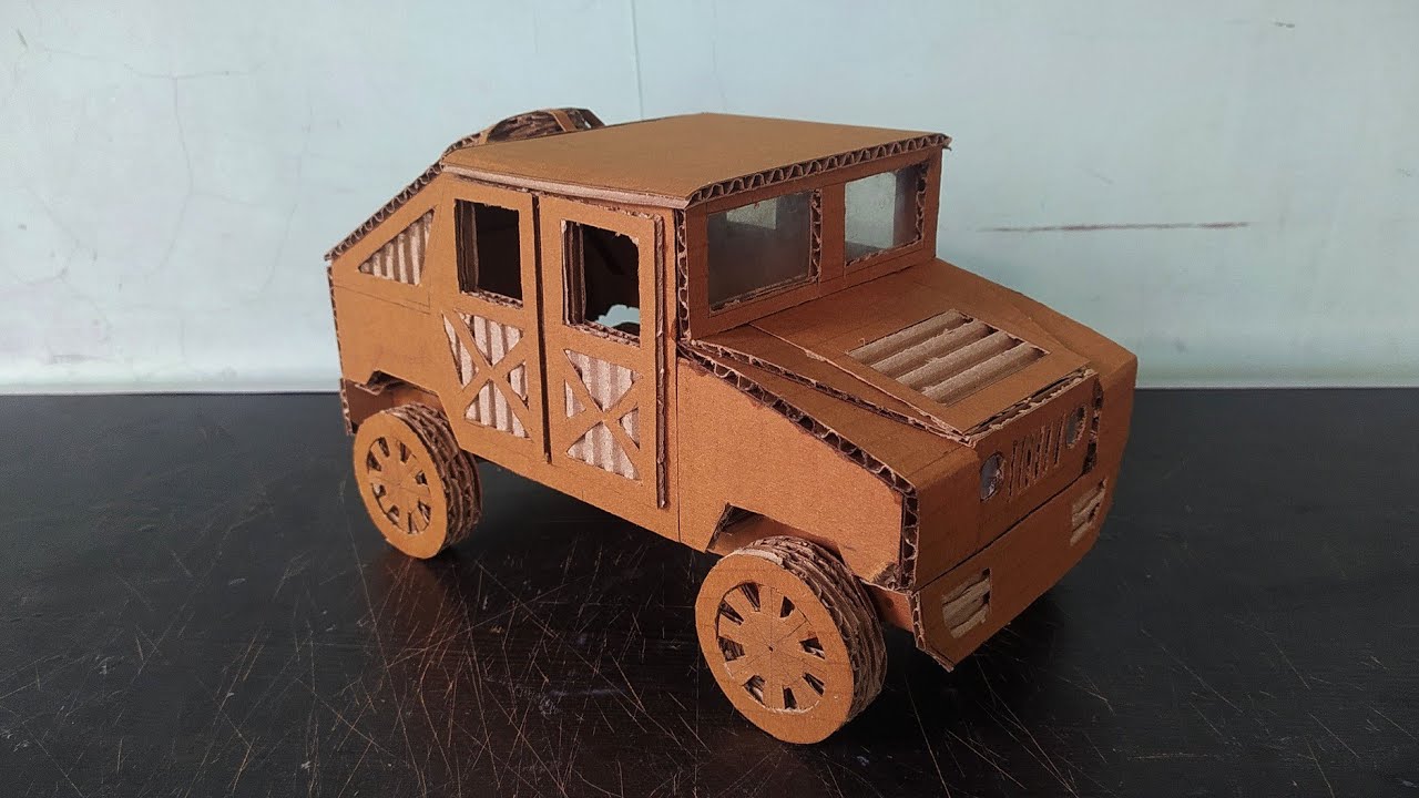 How to make a cardboard car / cardboard army vehicle - YouTube