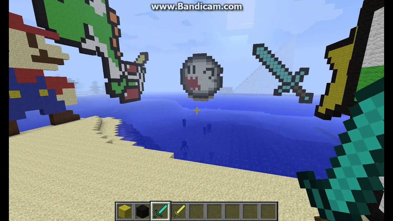mario,boo,luigi,swords,etc in minecraft - YouTube