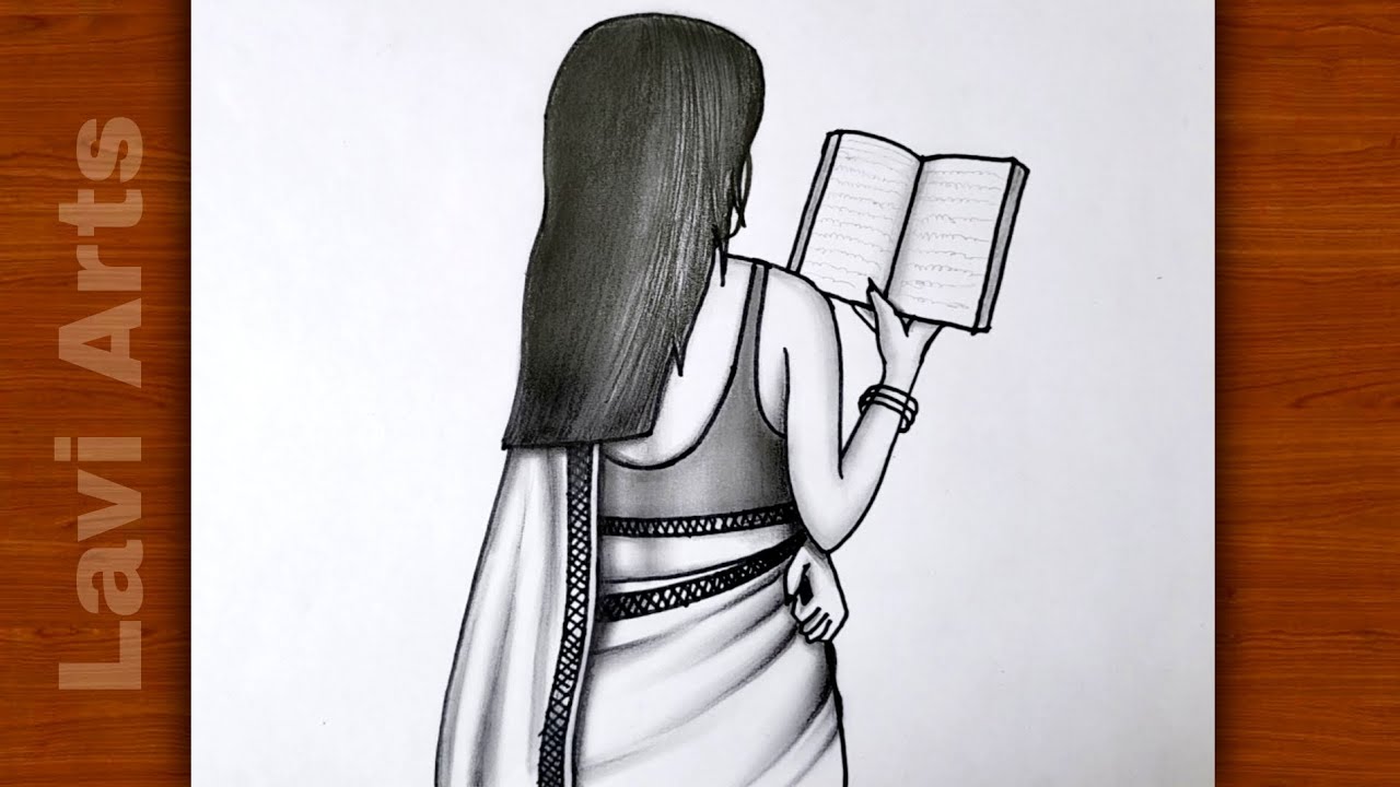 How to draw beautiful girl reading book | Easy drawing for beginners ...