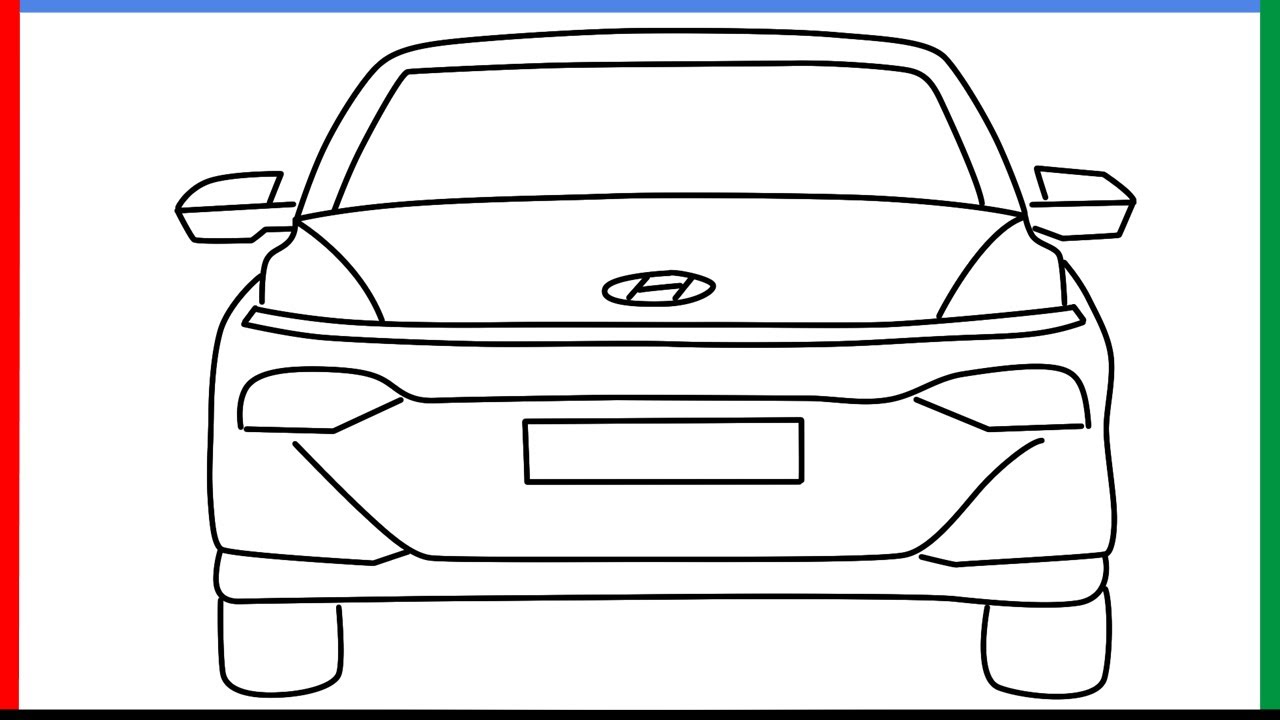 How to draw Hyundai Verna from front step by step for beginners - YouTube