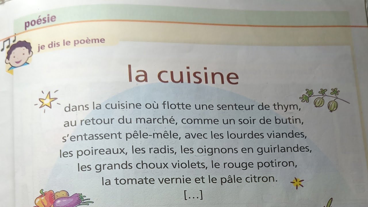 Le poème : La cuisine page 39 Le chemin des lettres 2 année primaire ...