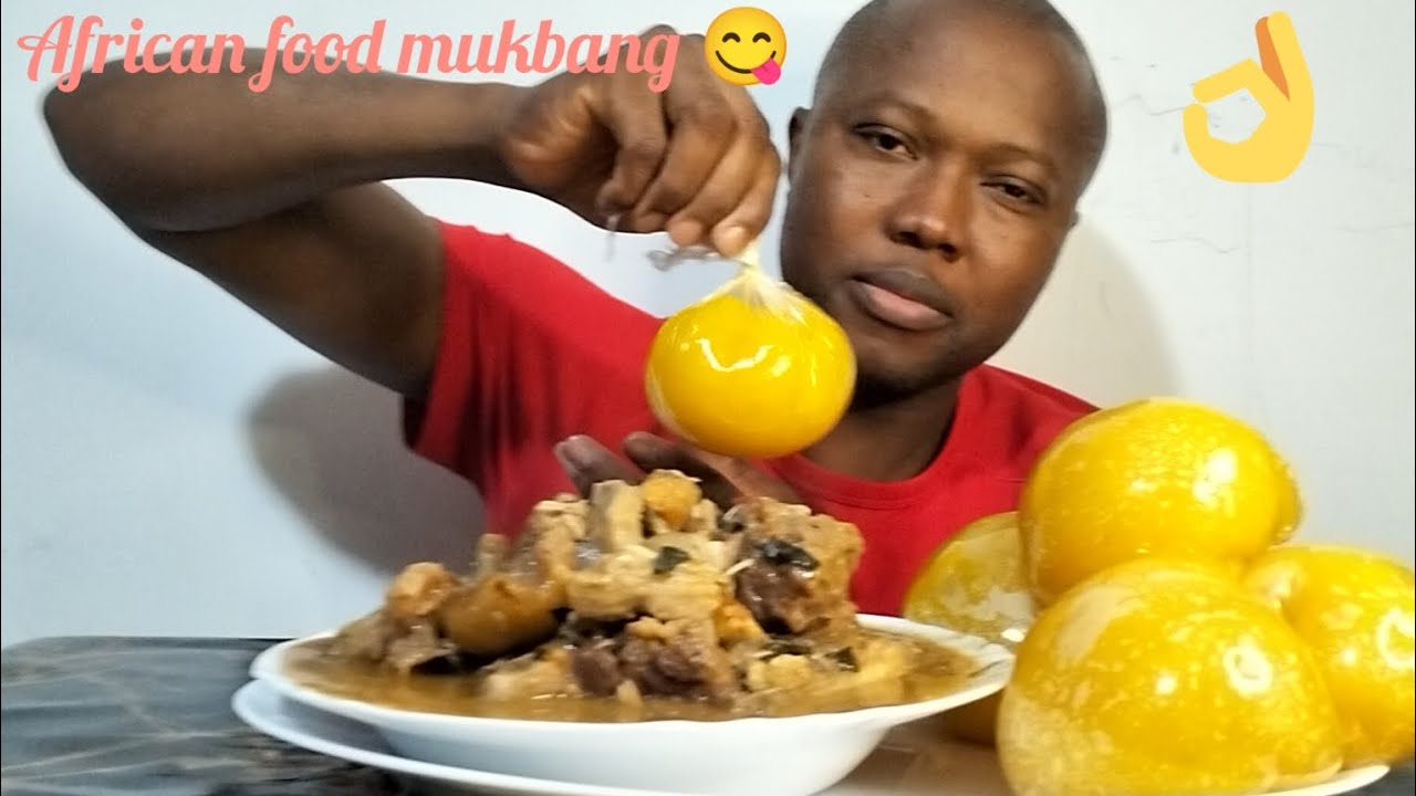delicious African food (white soup with starch fufu mukbang 😋 - YouTube
