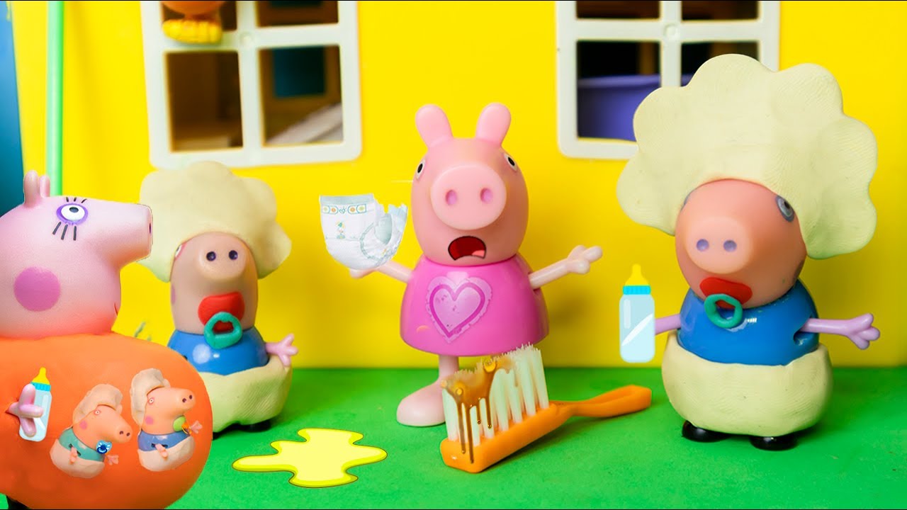Peppa Pig Cuidando dos Novos Irmãozinhos Gêmeos! Em português - YouTube